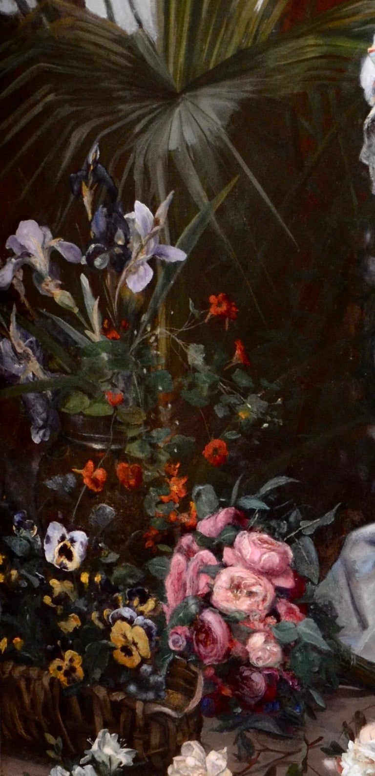 Christian Henri Roullier - Beautiful Woman Arranging Flowers in Atrium ...