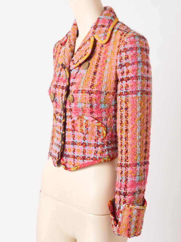 Christian Lacroix Colorful Tweed Cropped Jacket For Sale at 1stDibs