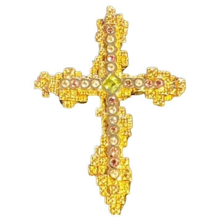 Christian Lacroix cross pendant brooch For Sale at 1stDibs