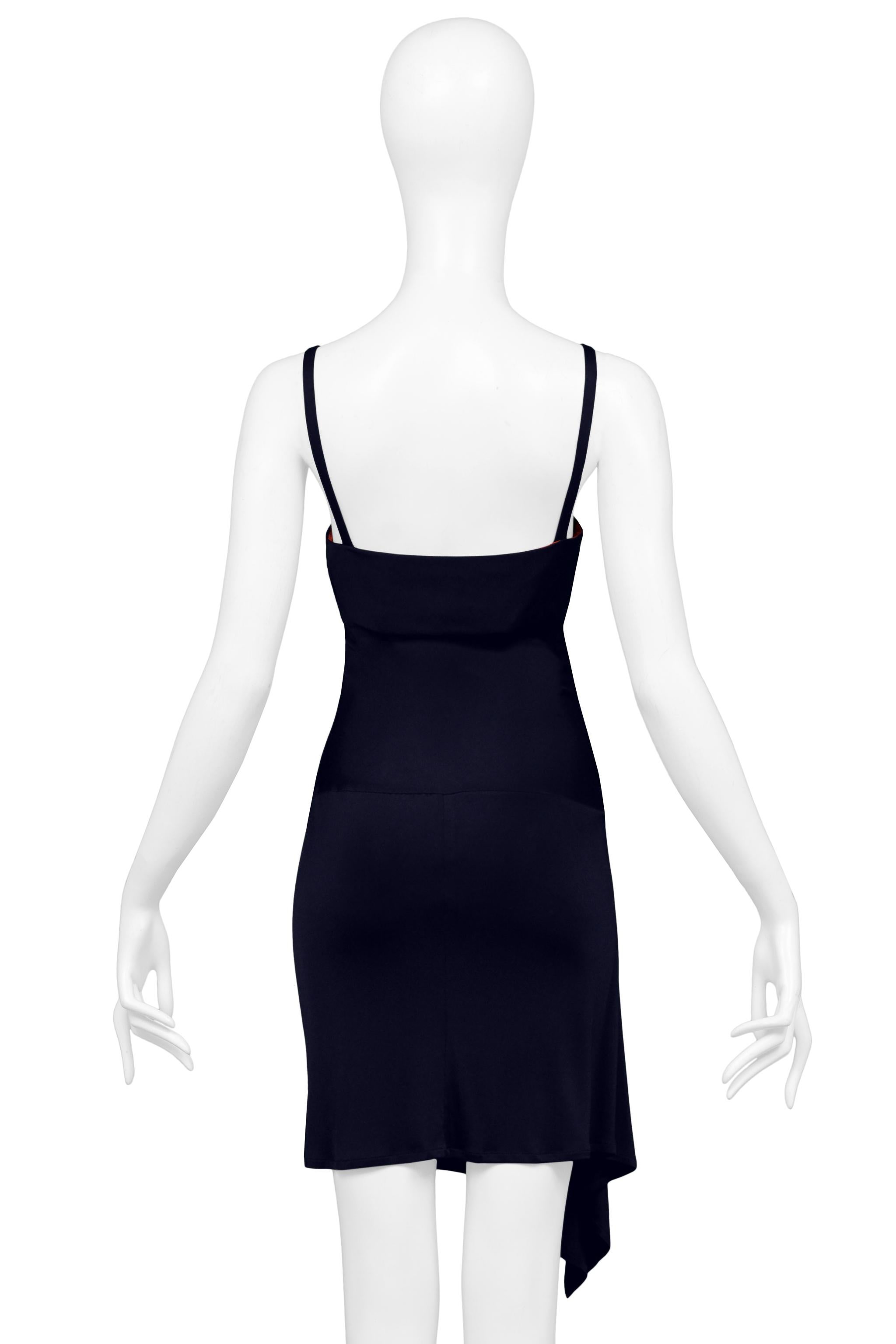 Christian Lacroix Navy Cocktail Dress W/ Red Satin and Rhinestone Bra ...