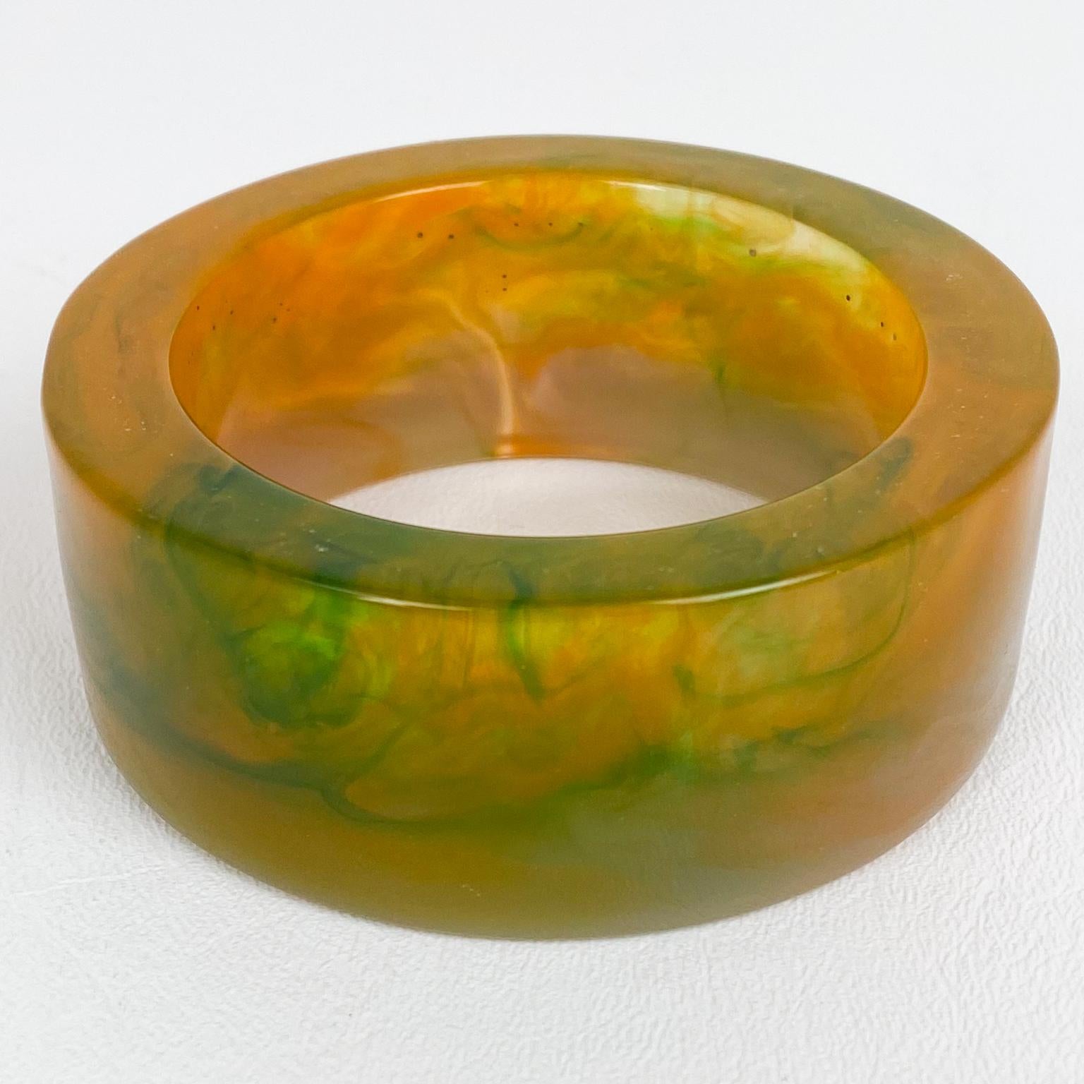 Christian Lacroix Green and Orange Acrylic Bangle Bracelet For Sale at ...