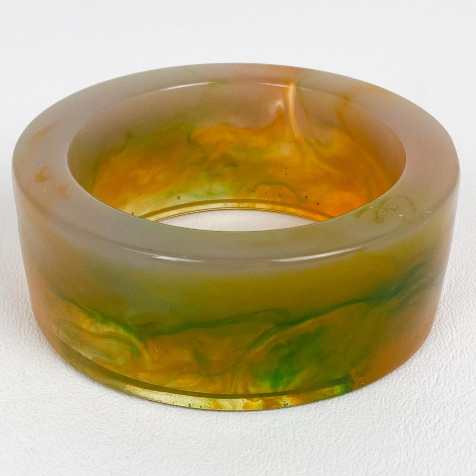 Christian Lacroix Green and Orange Acrylic Bangle Bracelet For Sale at ...