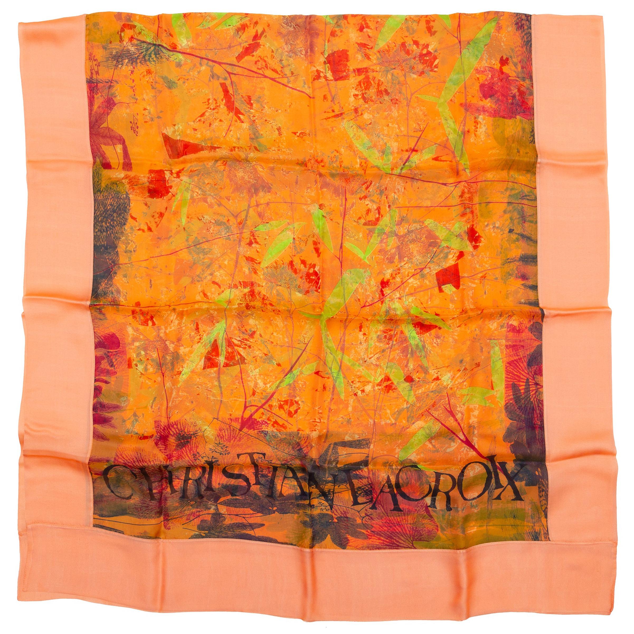 New Christian Lacroix Silk Grey Multicolor Scarf For Sale at 1stDibs