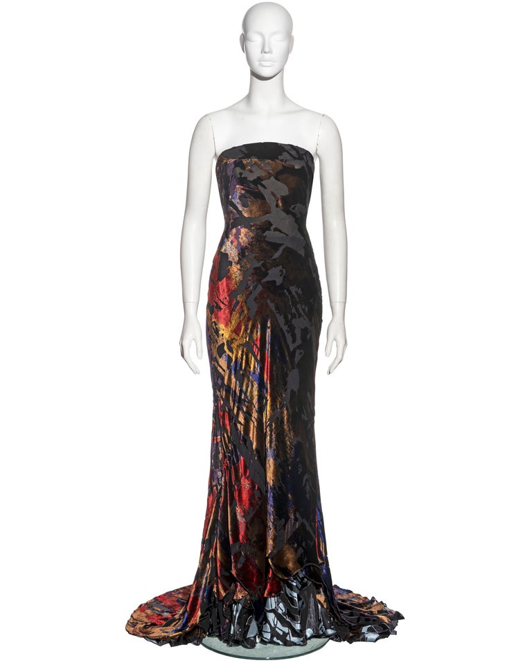 Christian Lacroix silk devoré strapless evening dress, fw 2002 For Sale ...