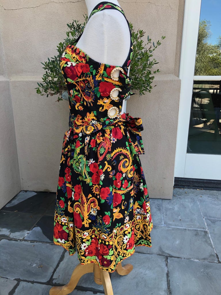 Christian Lacroix Spring 1992 Arlessiene Pattern Cotton Dress w Corset ...