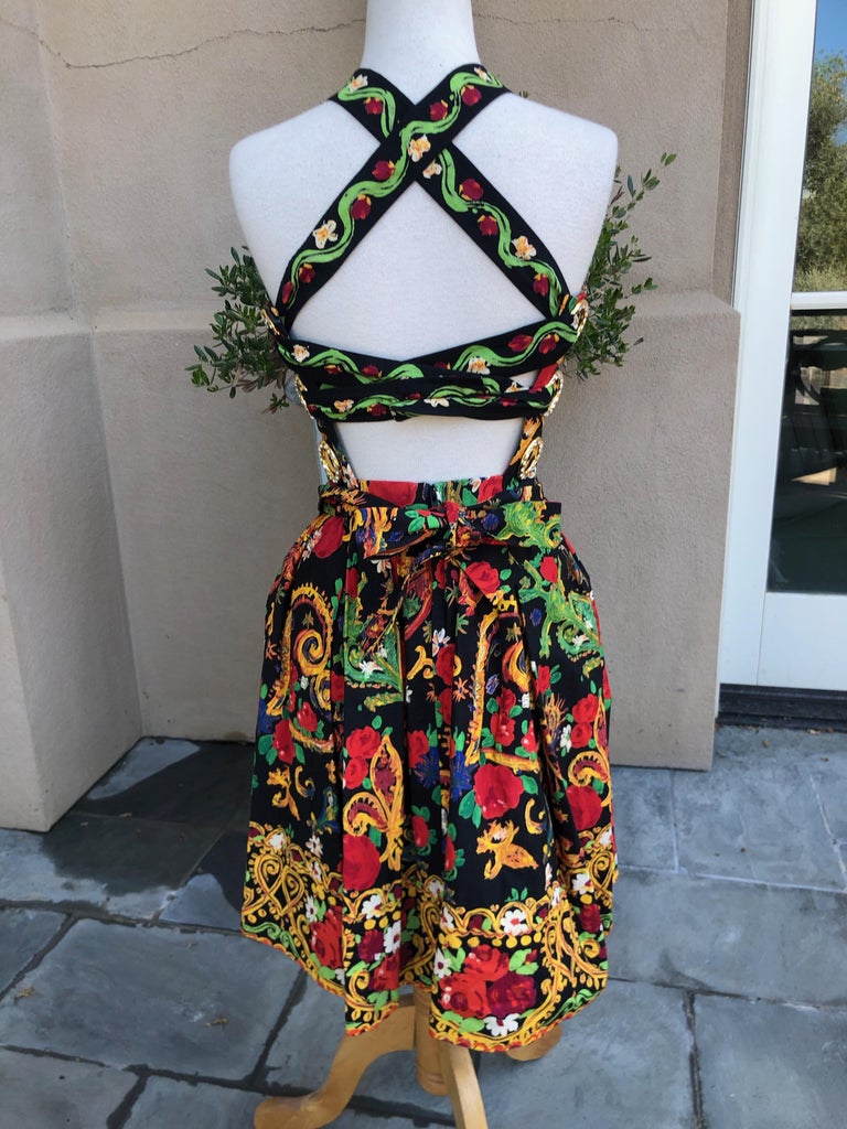 Christian Lacroix Spring 1992 Arlessiene Pattern Cotton Dress w Corset ...