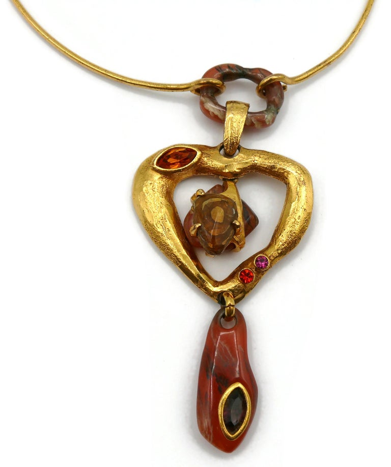 CHRISTIAN LACROIX Vintage Abstract Heart Jewelled Choker Necklace For ...