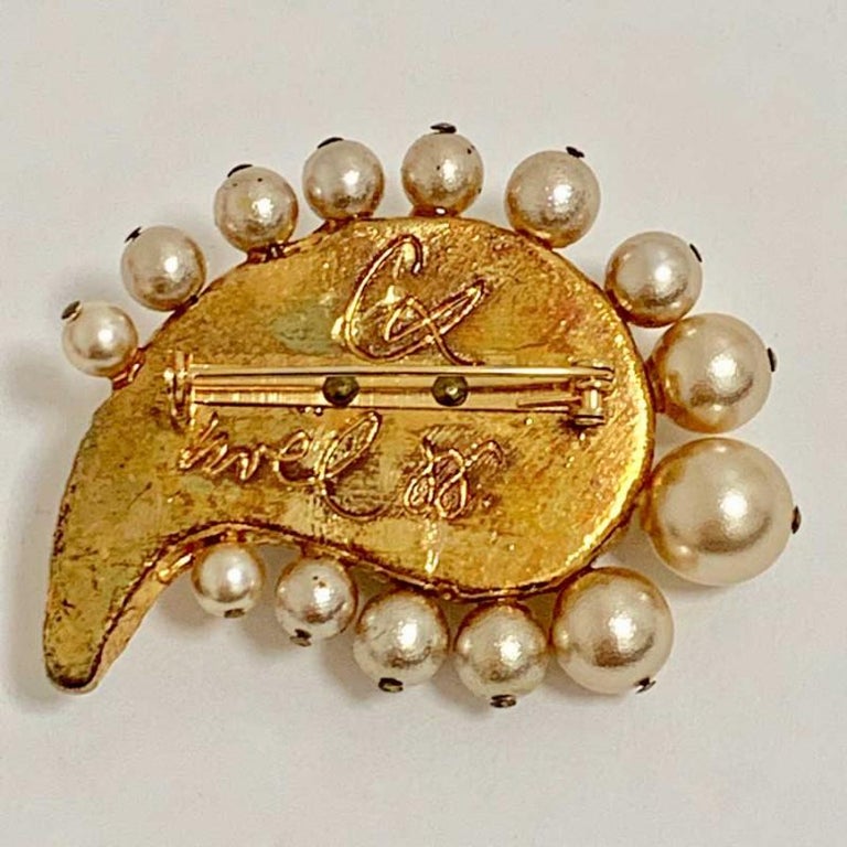 CHRISTIAN LACROIX Vintage Brooch With Pearls And Rhinestones For Sale ...