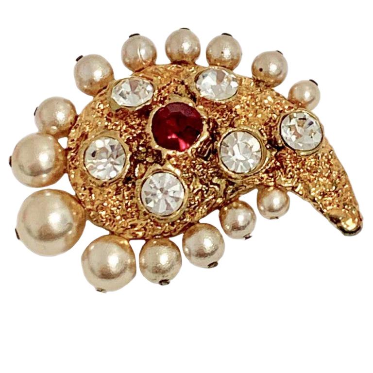 CHRISTIAN LACROIX Vintage Brooch With Pearls And Rhinestones For Sale ...