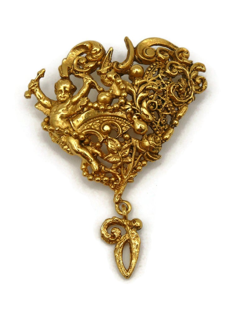 CHRISTIAN LACROIX Vintage Comedie Francaise Baroque Heart Brooch For ...
