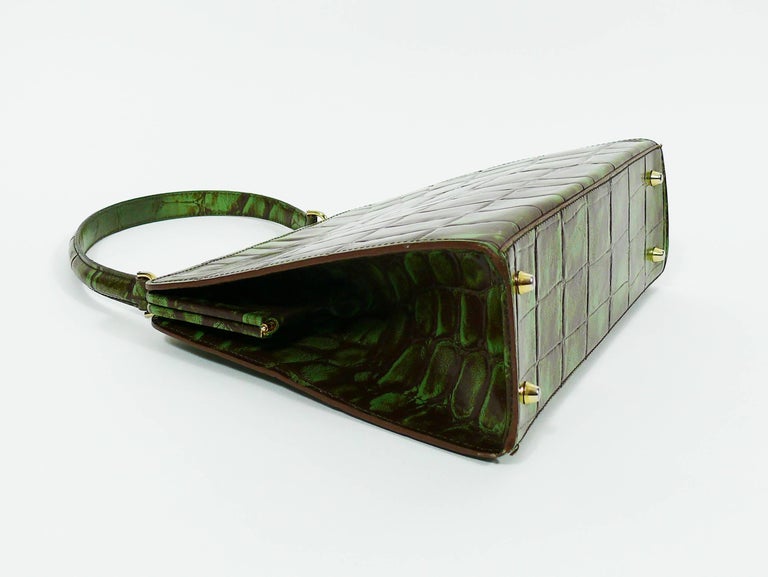 Christian Lacroix Vintage Croc Embossed Handbag at 1stDibs