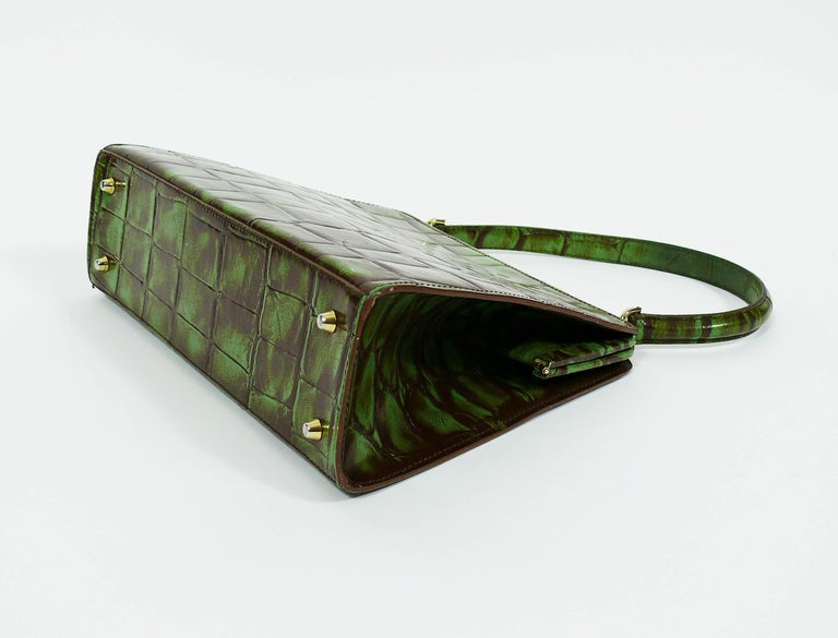 Christian Lacroix Vintage Croc Embossed Handbag at 1stDibs