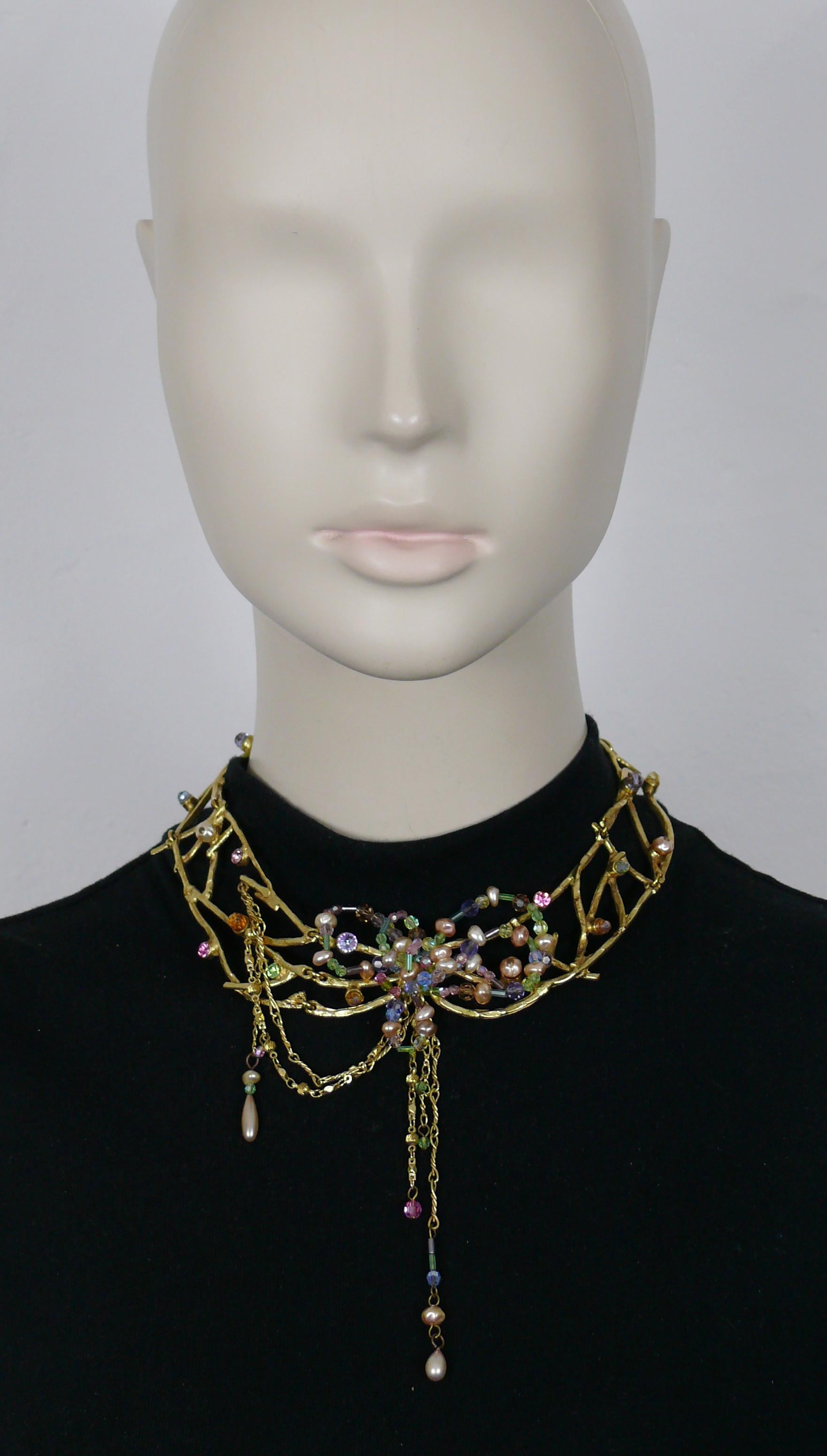 CHRISTIAN LACROIX Vintage Gold Tone Jewelled Choker Necklace For Sale ...