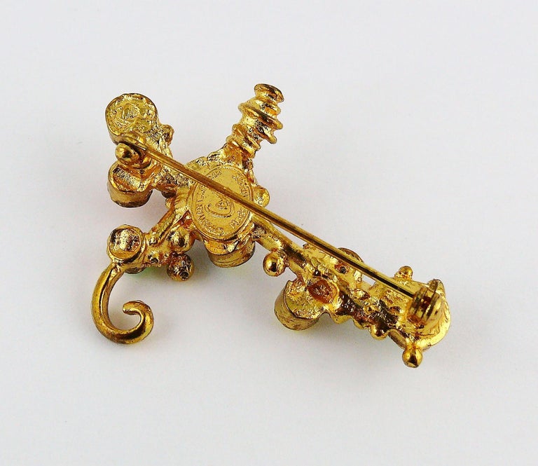Christian Lacroix Vintage Jewelled Cross Brooch at 1stDibs