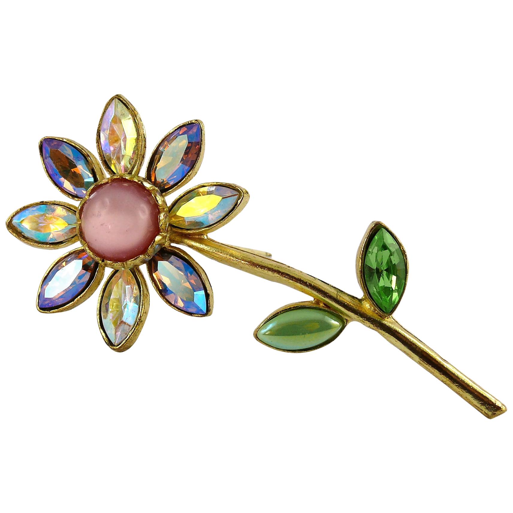 Christian Lacroix Vintage Jewelled Flower Brooch at 1stDibs
