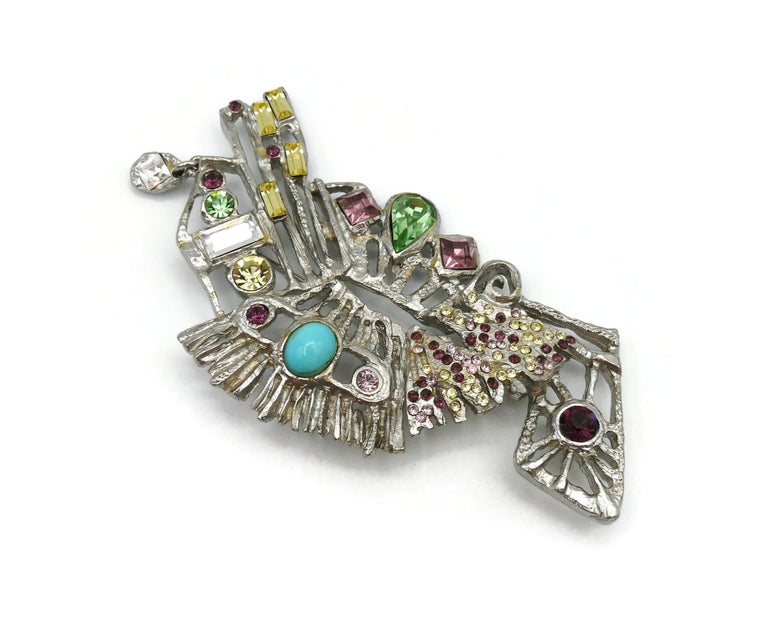 Christian Lacroix Vintage Massive Jewelled Brutalist Brooch For Sale at ...