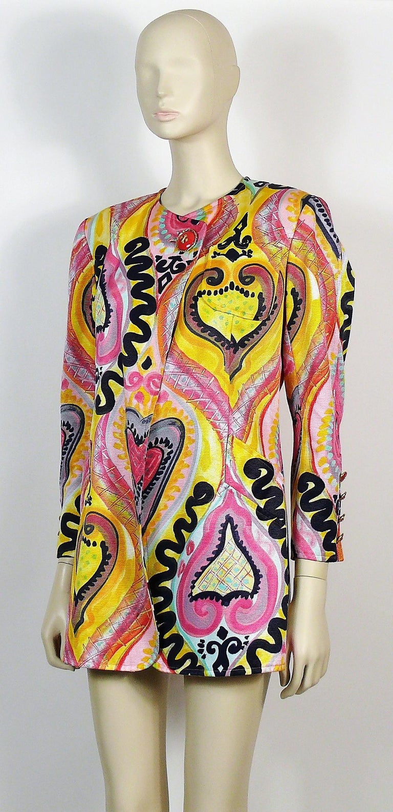 Christian Lacroix Vintage Multicolor Iconic Heart Print Jacket at 1stDibs