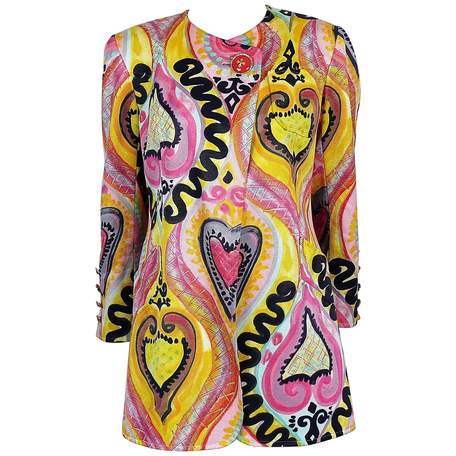 Christian Lacroix Vintage Multicolor Iconic Heart Print Jacket at 1stDibs
