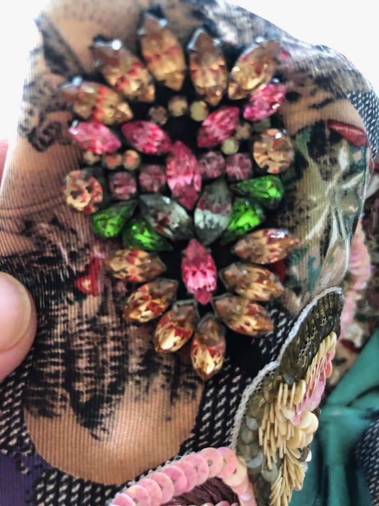 Christian Lacroix Vintage Silk Embellished Mythical Bird Pattern ...