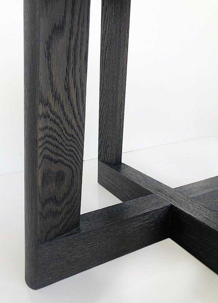 Christian Liaigre Casoar Cerused Oak Round Table, Ebonized Wire-brushed ...
