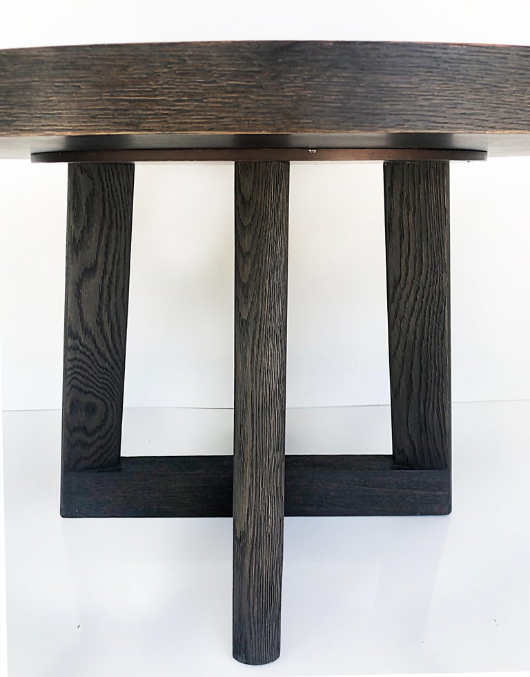 Christian Liaigre Casoar Cerused Oak Round Table, Ebonized Wire-brushed ...