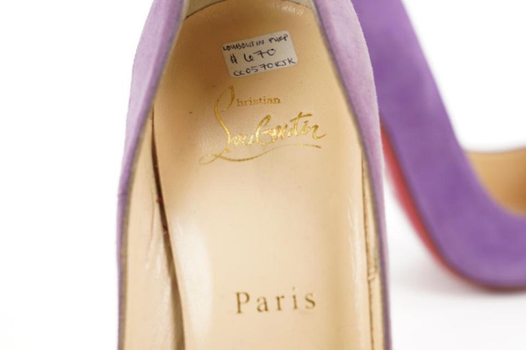 Christian Louboutin 36 Purple Suede So Kate Red Bottom Heels 1CL330 For ...