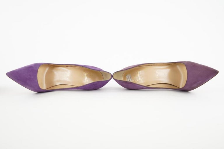 Christian Louboutin 36 Purple Suede So Kate Red Bottom Heels 1CL330 For ...