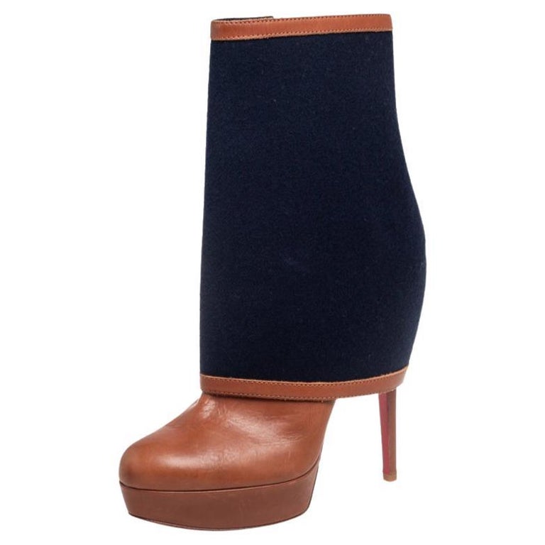 Christian Louboutin Armony Ankle Boots with Removable Blue Denim Cuffs ...