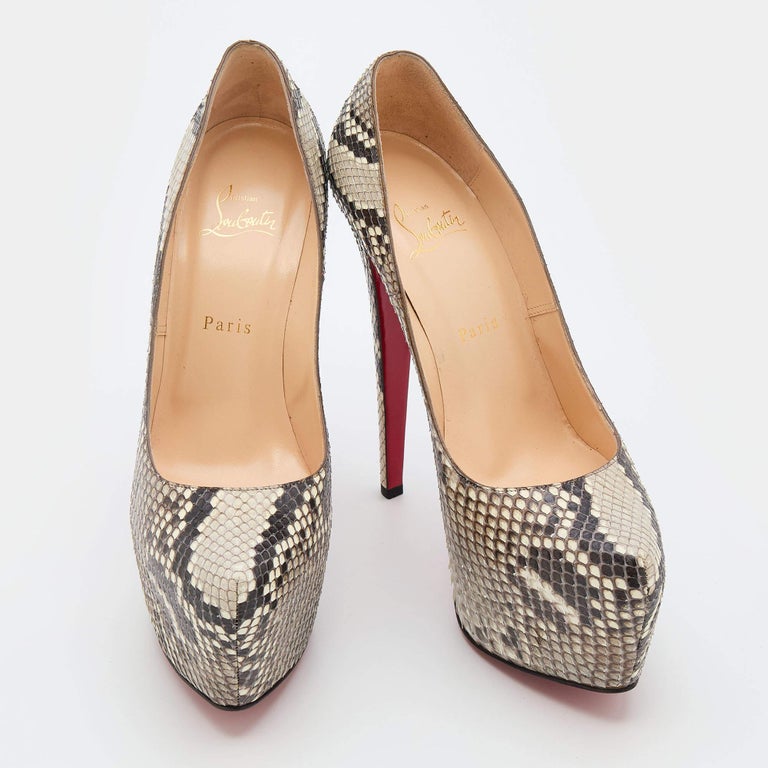 Christian Louboutin Beige/Brown Python Daffodile Platform Pumps Size 40 ...