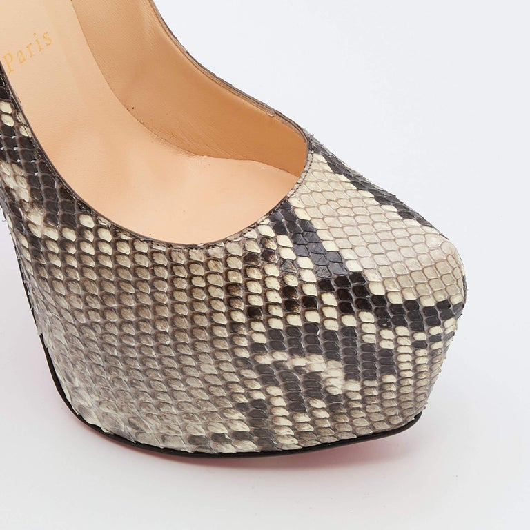 Christian Louboutin Beige/Brown Python Daffodile Platform Pumps Size 40 ...