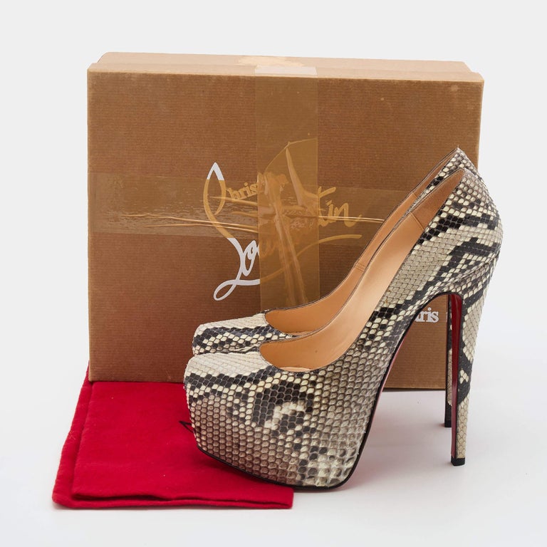 Christian Louboutin Beige/Brown Python Daffodile Platform Pumps Size 40 ...