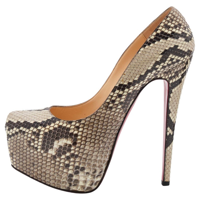 Christian Louboutin Beige/Brown Python Daffodile Platform Pumps Size 40 ...
