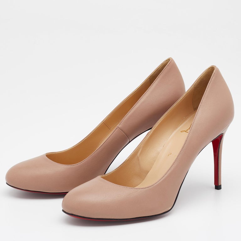 Christian Louboutin Beige Leather Fifi Pumps Size 39.5 For Sale at 1stDibs