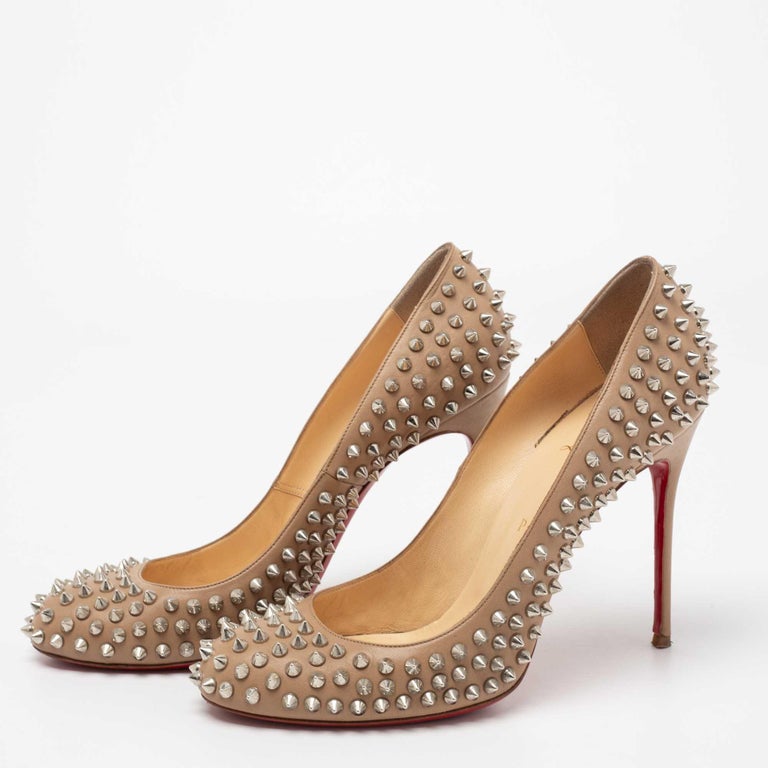Christian Louboutin Beige Leather Fifi Spikes Pumps Size 41 For Sale at ...
