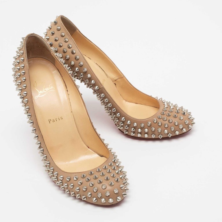 Christian Louboutin Beige Leather Fifi Spikes Pumps Size 41 For Sale at ...
