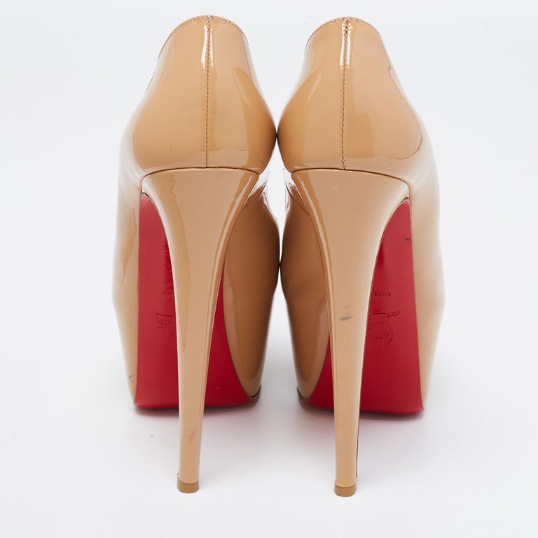 Christian Louboutin Beige Patent 'Highness 160' Platform Pumps Size 37 ...