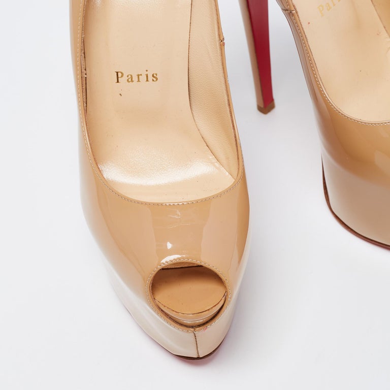 Christian Louboutin Beige Patent 'Highness 160' Platform Pumps Size 37 ...