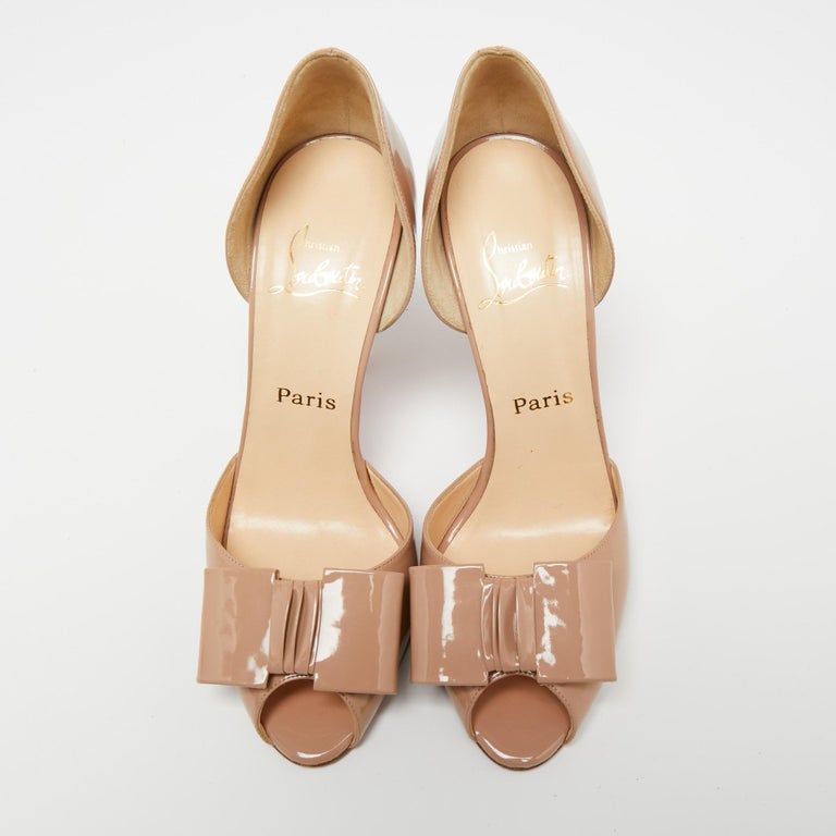 Christian Louboutin Beige Patent Leather Jolie-Noeud D'orsay Pumps Size ...