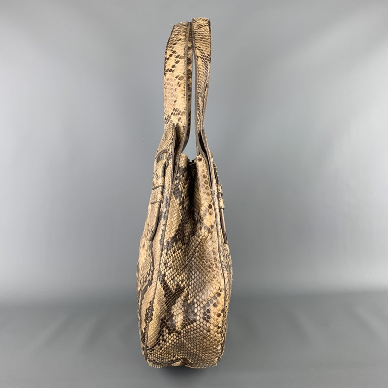 CHRISTIAN LOUBOUTIN Beige Snake Skin Hobo Buckle Shoulder Handbag at ...