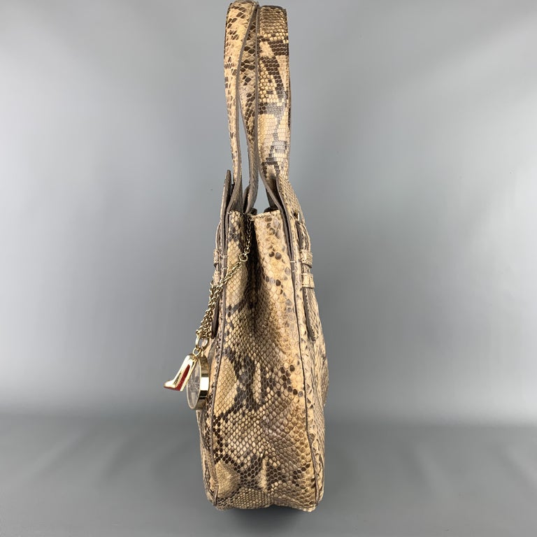 CHRISTIAN LOUBOUTIN Beige Snake Skin Hobo Buckle Shoulder Handbag at ...