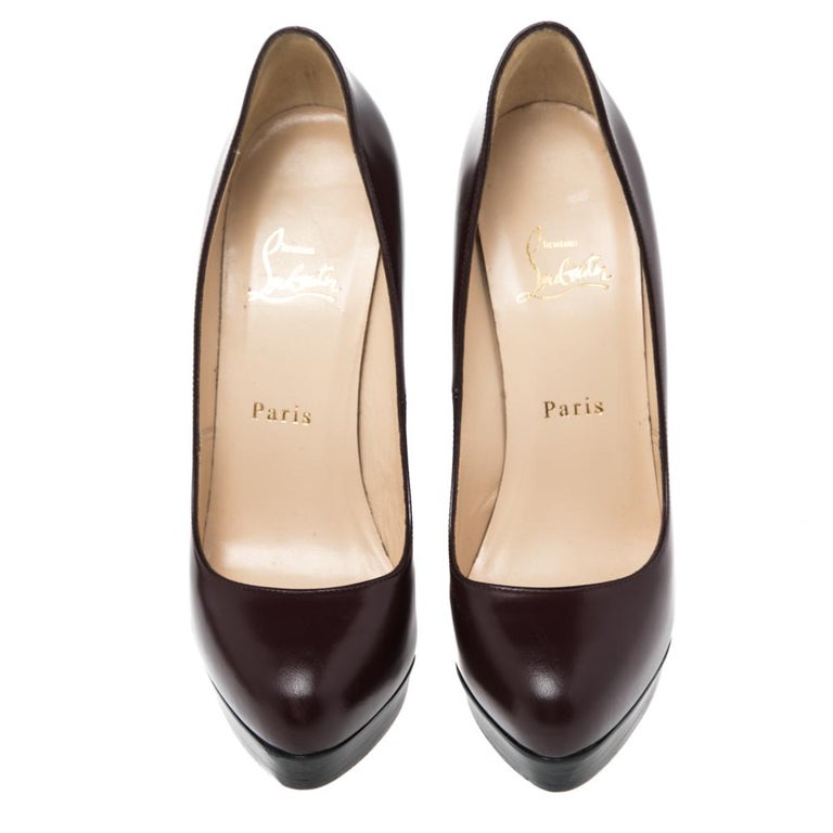 Christian Louboutin Black/Burgundy Leather Platform Pumps Size 38 For ...