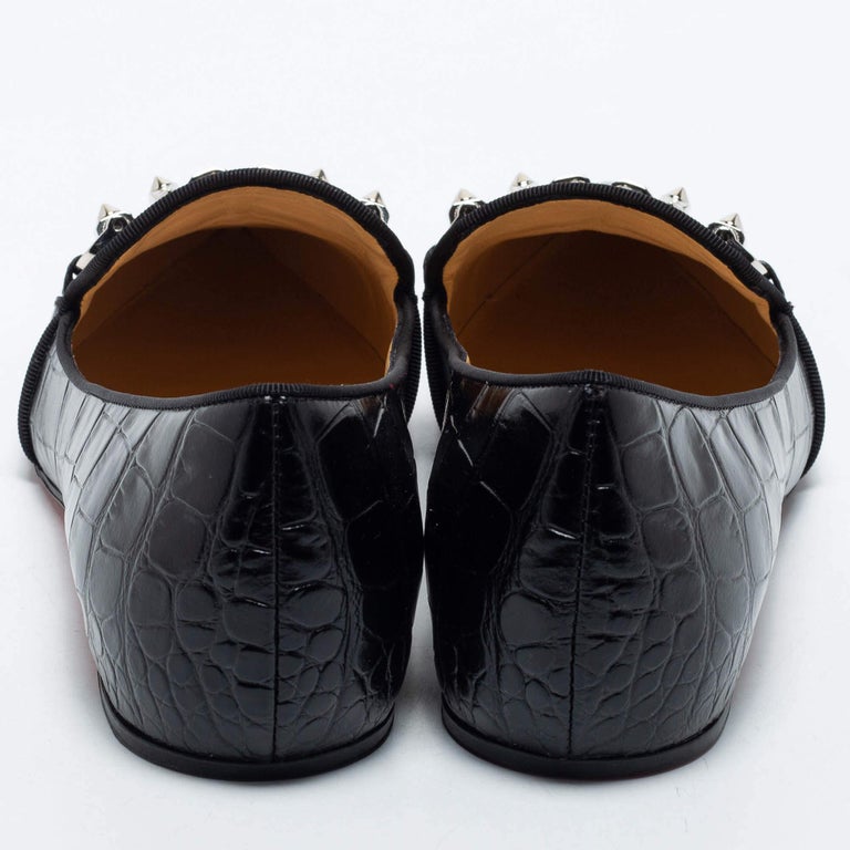 Christian Louboutin Black Croc Embossed Leather Kashasha Swing Loafers ...