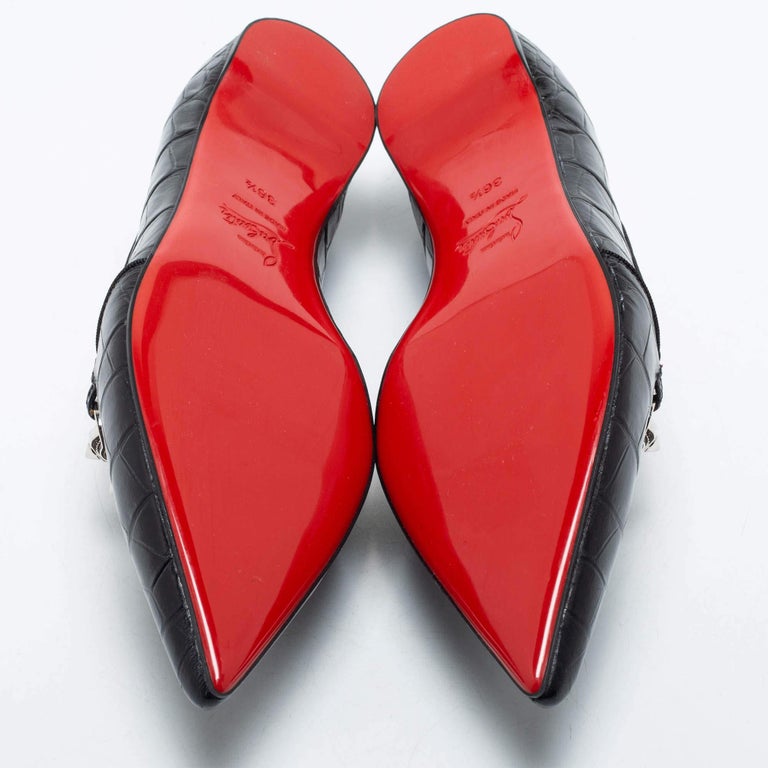 Christian Louboutin Black Croc Embossed Leather Kashasha Swing Loafers ...