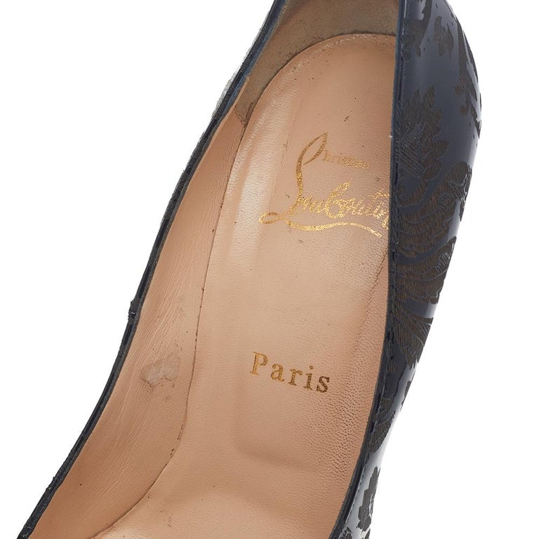 Christian Louboutin Black Highness Arabesque Motif Peep Toe Pumps Size ...