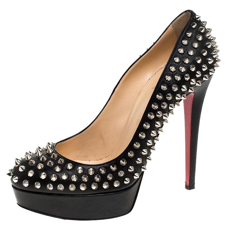 Christian Louboutin Black Leather Alti Spike Platform Pumps Size 39 at ...