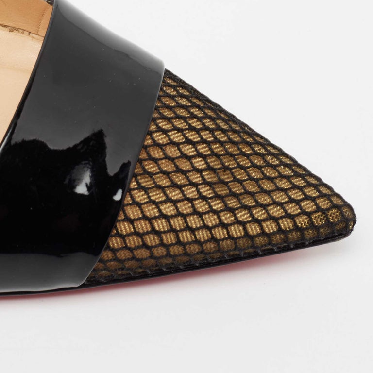 Christian Louboutin Black Leather And Mesh Cap Toe Pumps Size 40 For ...