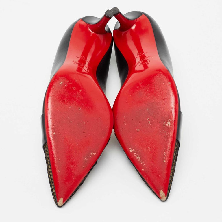 Christian Louboutin Black Leather And Mesh Cap Toe Pumps Size 40 For ...