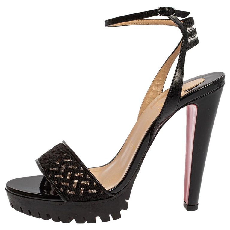 Christian Louboutin Black Leather And Mesh Volumetric Ankle Strap ...
