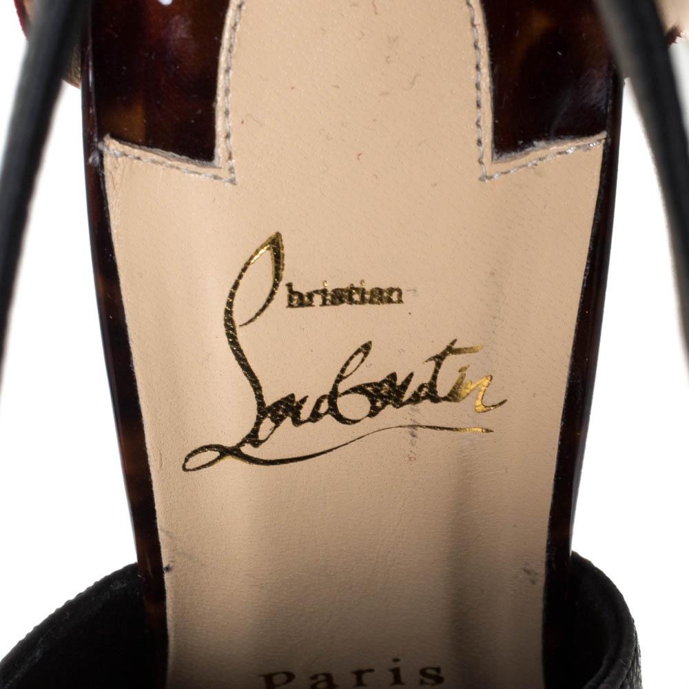 Christian Louboutin Black Leather and Suede Barabara Cutout Ankle Boots ...