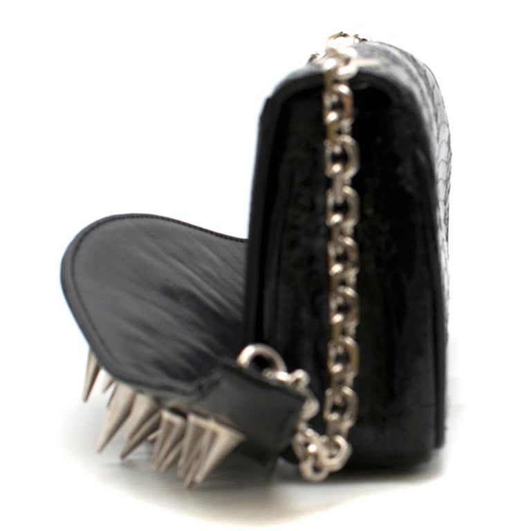 Christian Louboutin Black Leather Artemis Spike Stud Python Bag one ...